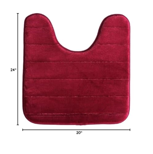 Memory Foam Toilet Bathroom Mat, Soft and Comfortable U-Shaped, Thick Water Absorption Non-Slip and Machine Wash and Easier to Dry for Bath Commode 20 X 24 Inches Contour Rug (Burgundy)