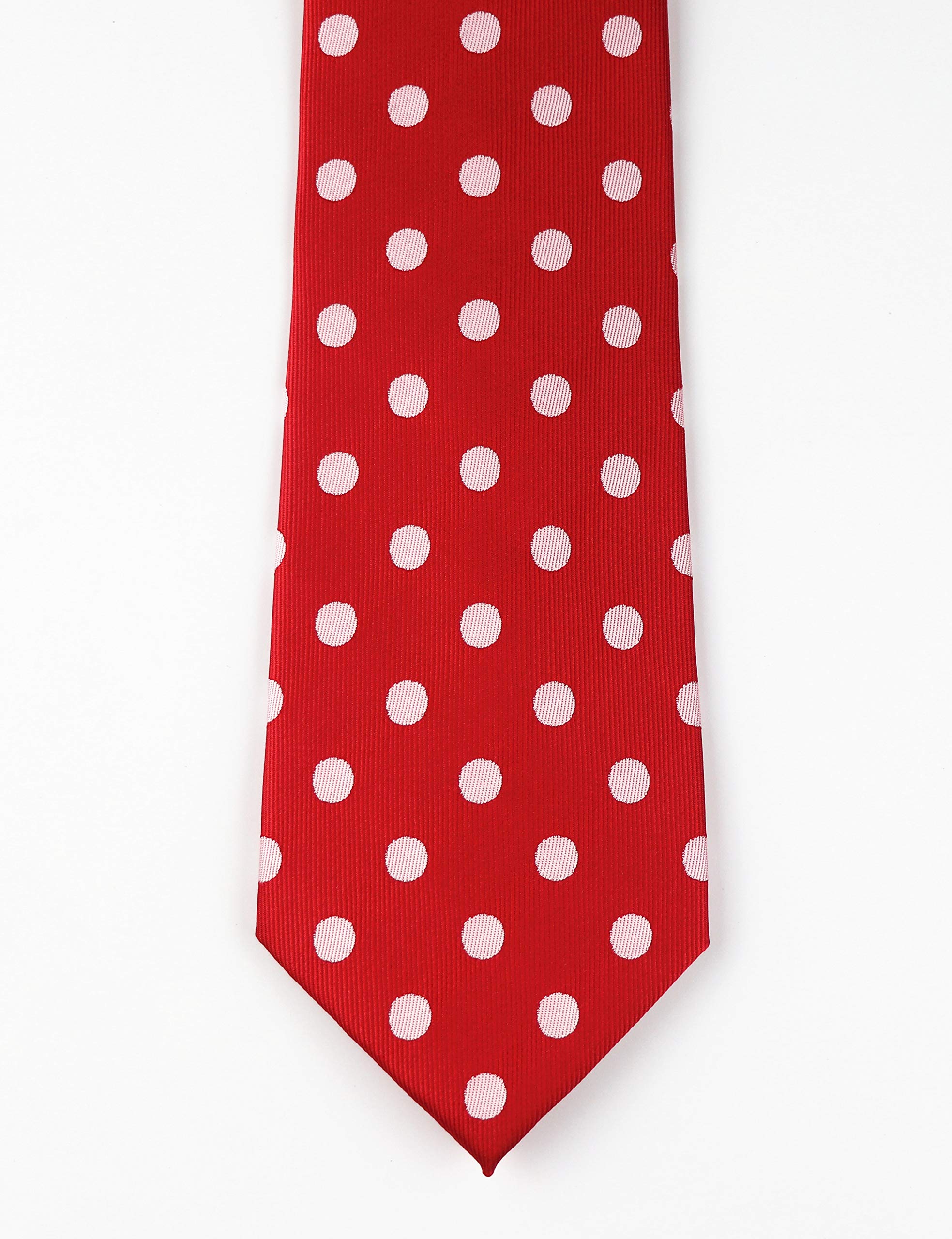 Men's Wine Red Silk Ties White Polka Dot Cravat Woven Neckties for Wedding Dress Uniforms