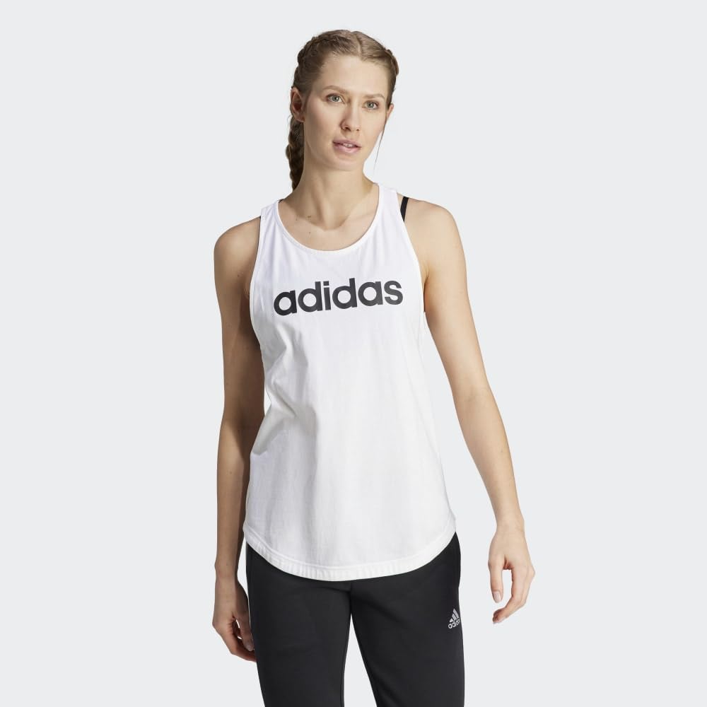 adidas womens Linear Tank White/Black Large