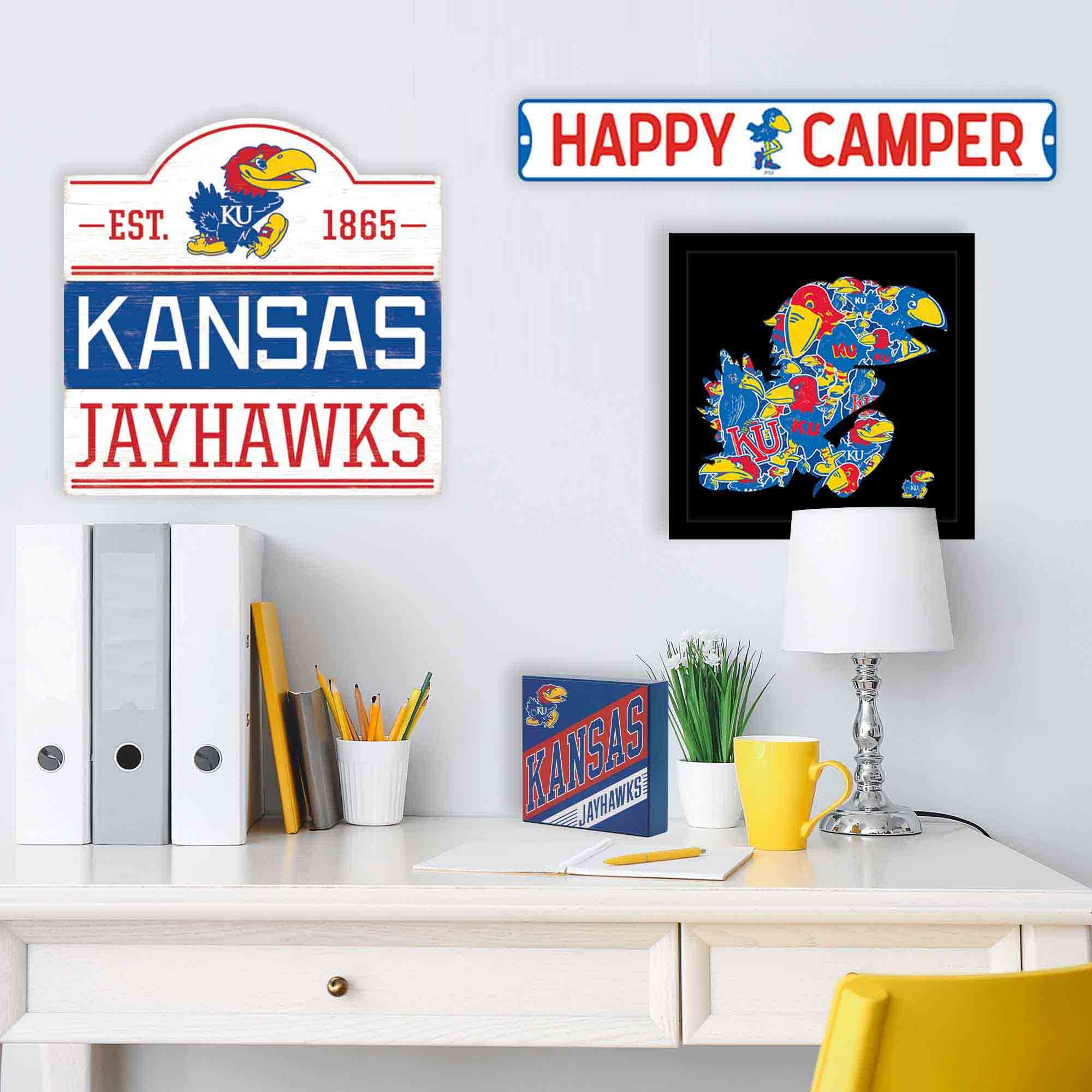 University of Kansas Jayhawks Wood Wall Decor - KU Jayhawks Box Sign for Man Cave, Office or Dorm Room