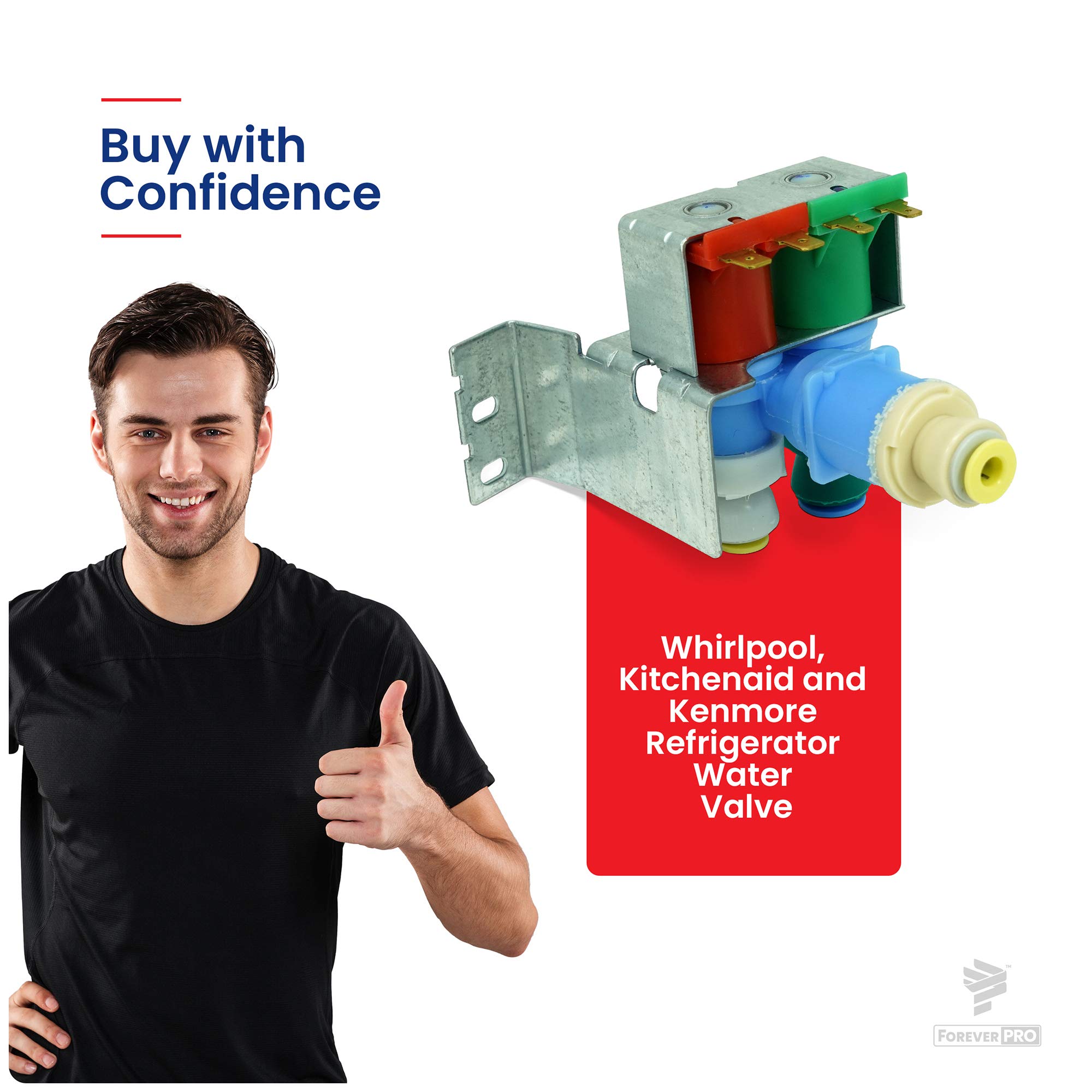 ForeverPRO W10408179 Water Inlet Valve for Whirlpool Refrigerator 4389177 2304757 1938614 2186486