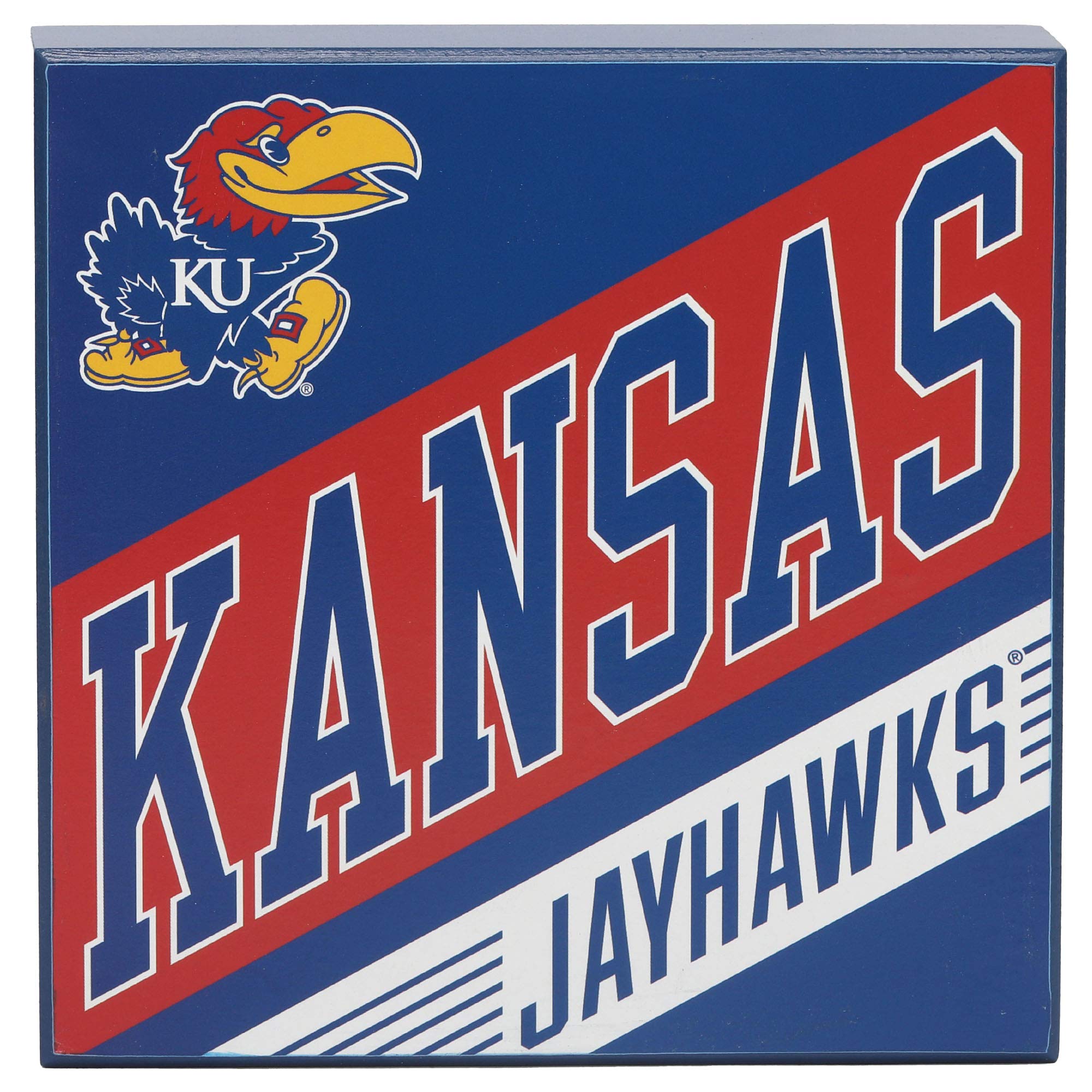 University of Kansas Jayhawks Wood Wall Decor - KU Jayhawks Box Sign for Man Cave, Office or Dorm Room