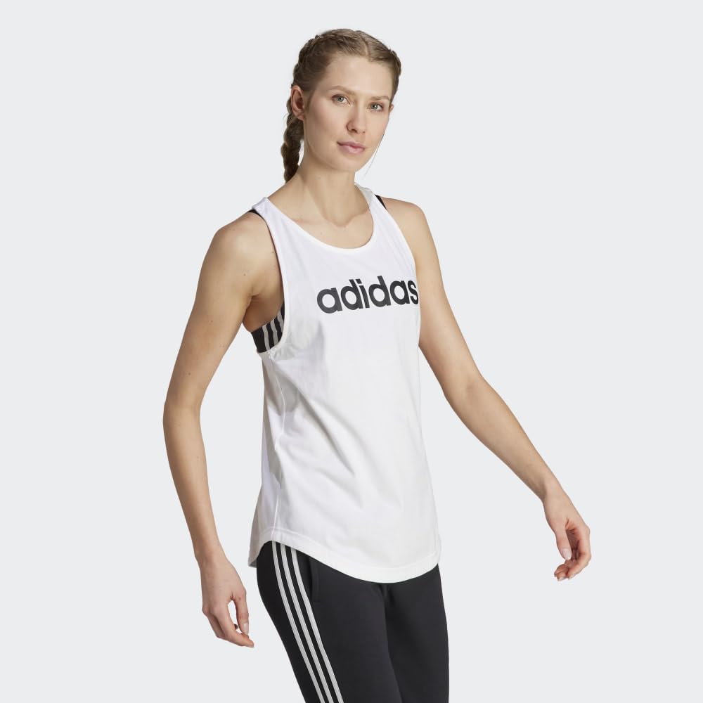adidas womens Linear Tank White/Black Large