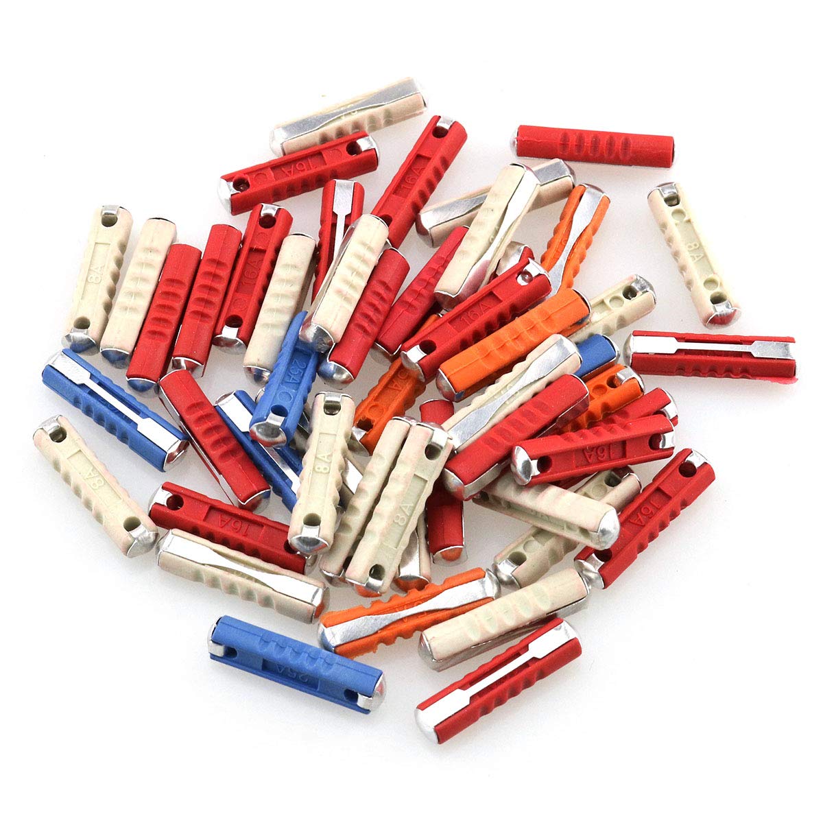 DGZZI Car Fuse 50PCS 5A 8A 16A 25A Amp European Automotive Fuses Torpedo Bullet Classic Fuses for Old Style Classic Car