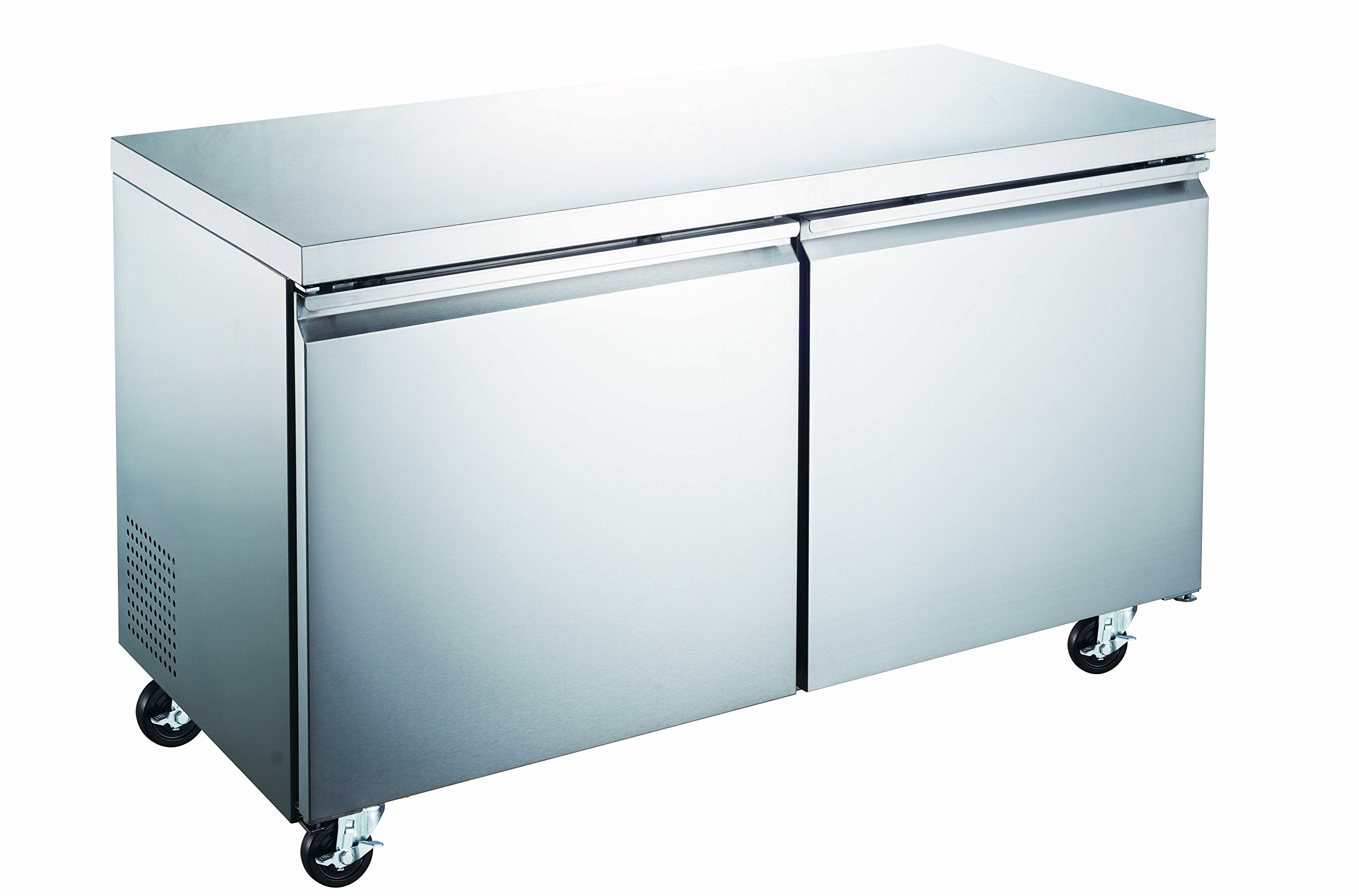 Commercial Grade Under Counter Freezer | Stainless Steel | 2 Doors | Heavy Duty Casters | Digital Temperature Controller | Automatic Defrost | 47.25” x 29.5” x 34” | R-290 Natural Refrigerant