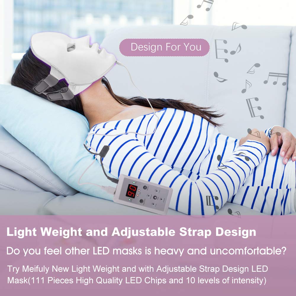 Meifuly Light Therapy Face Mask, 7 Colors L E D Facial Face Mâsk