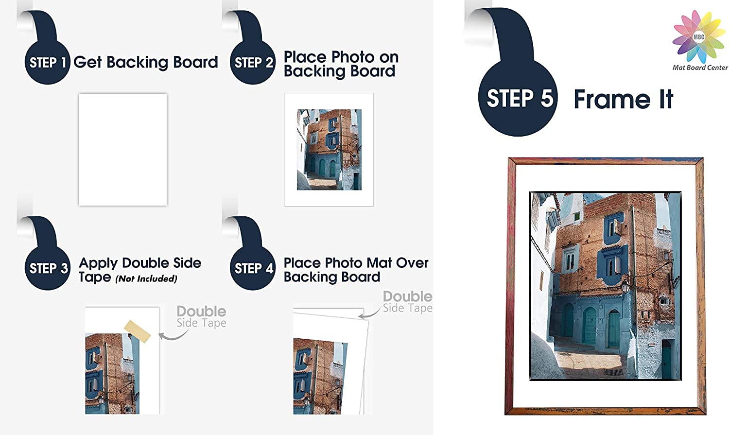 Mat Board Center, Pack of 20 5 x 7 Uncut Photo Mats, White Backing Boards - for Photos, Prints, Frames and More