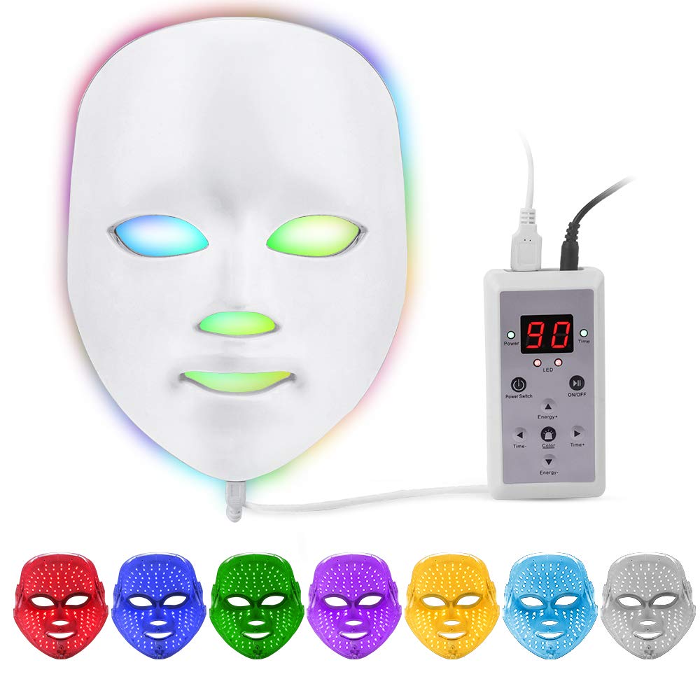 Meifuly Light Therapy Face Mask, 7 Colors L E D Facial Face Mâsk