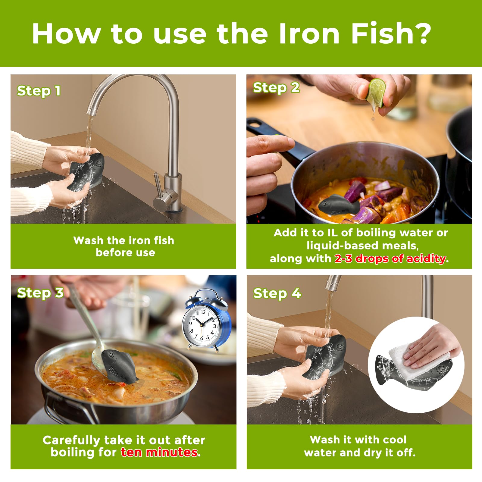 Iron Fish, 2 Pack Iron Fish for Iron Deficiency, A Natural Source of Iron, Safe Cooking Tool to Add Iron to Food and Water, Reduces Risk of Iron Deficiency, Ideal Iron Supplement for Anemia & Vegans
