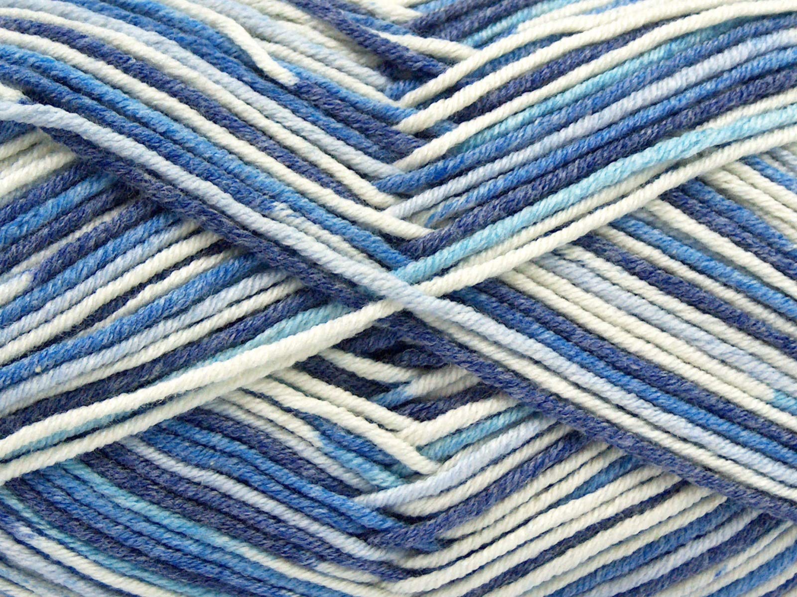 Lot of 4 x 100gr Skeins Ice Yarns Lorena Color (50% Cotton) Yarn Blue Shades White