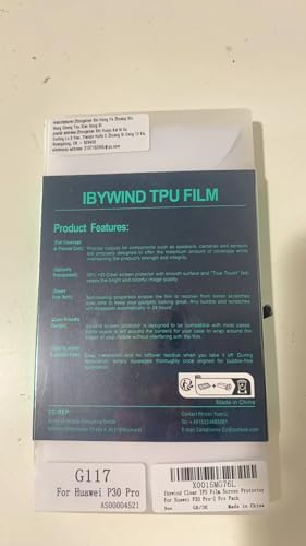 Ibywind 2 Pcs Screen Protector For Huawei P30 Pro 6.67",Flexible TPU Film,With 1Pc Camera Lens Protector,1Pc Back Film,Bubble Free[Easy to install]