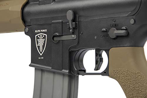 Elite Force M4 AEG Automatic 6mm BB Rifle Airsoft Gun, CQB, Black/Tan