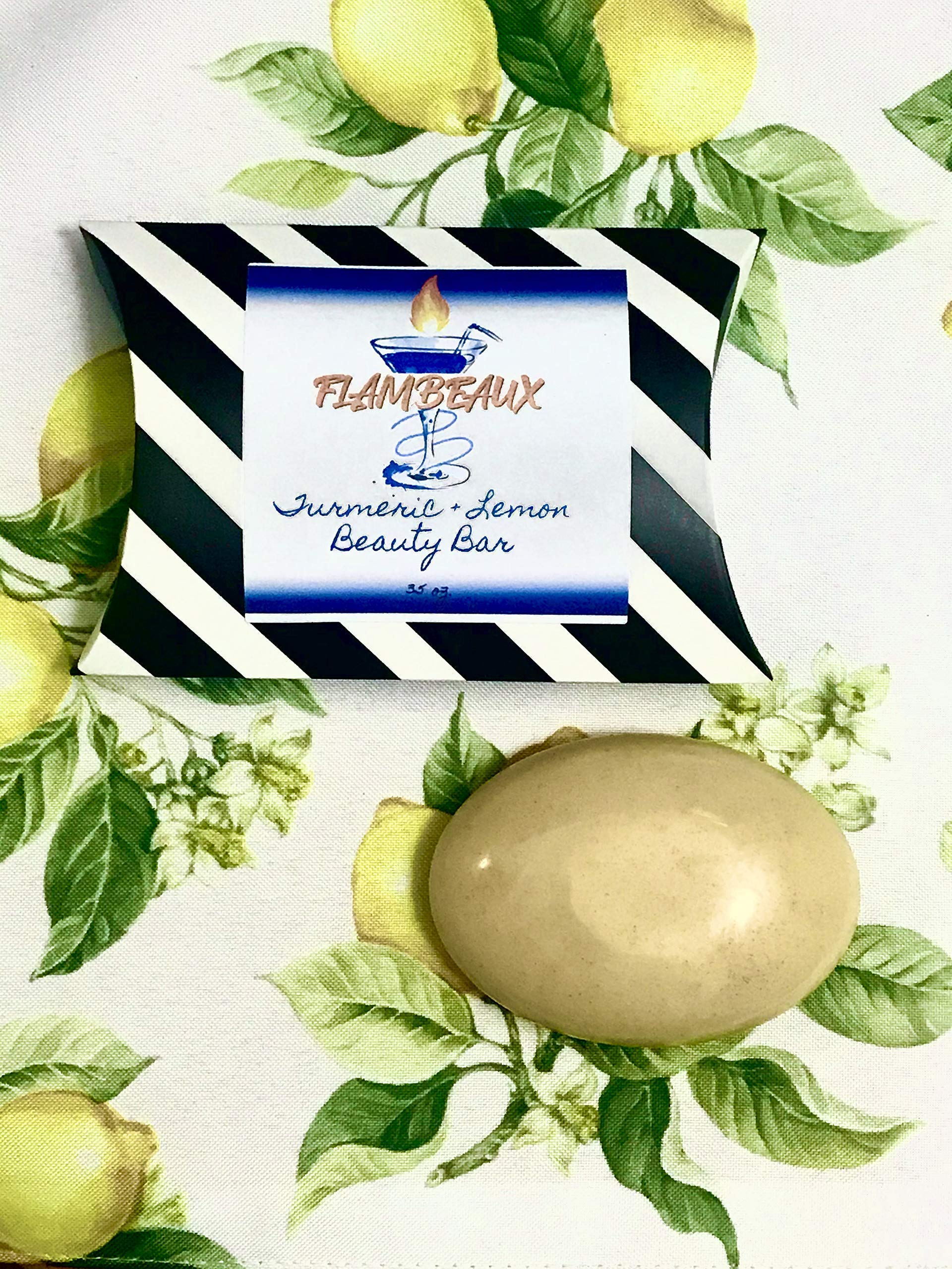 Flambeaux Bath & Beauty | Handmade Soap | Turmeric + Lemon | Goat Milk Soap | Reduces Acne Scars | Hyper-pigmentation | Natural Exfoliant | Brightens Dark Circles