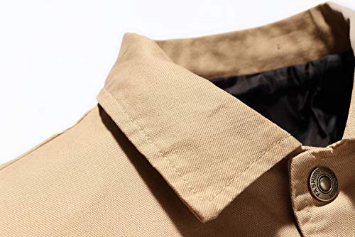Womleys Mens Casual Windbreaker Cotton Lightweight Jackets Trucker Jacket (Large, Khaki)