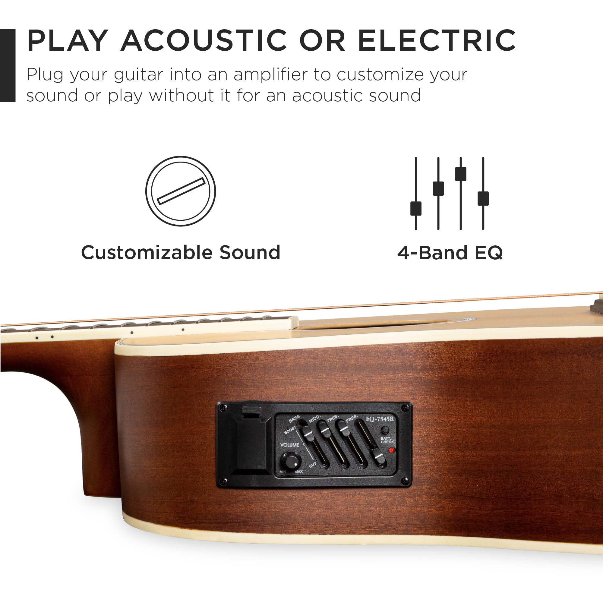 Best Choice Products Beginner Acoustic Electric Guitar Starter Set 41in w/All Wood Cutaway Design, Carrying Case, Strap, Picks, Cable - Natural