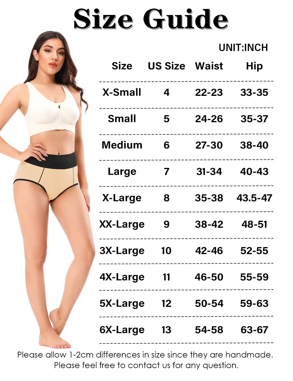 POKARLA Womens Cotton Underwear High Waist Full Coverage Briefs Soft Breathable Postpartum Panties Stretch Underpants Regular & Plus Size
