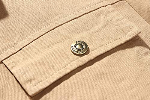 Womleys Mens Casual Windbreaker Cotton Lightweight Jackets Trucker Jacket (Large, Khaki)