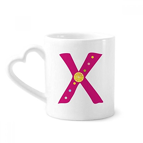 X Alphabet Orange Fruit Cute Pattern Mug Coffee Ceramic Drinkware Glass Heart Cup