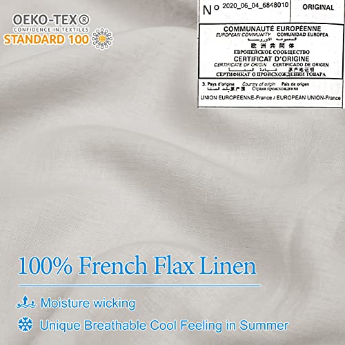 PHF 100% Linen Euro Sham With Ruffle, 26" X 26", Set of 2, No Insert, Washed Soft French Flax Throw Pillow Covers, Ultra Breathable Durable Comfy Shams for Bed Couch Sofa