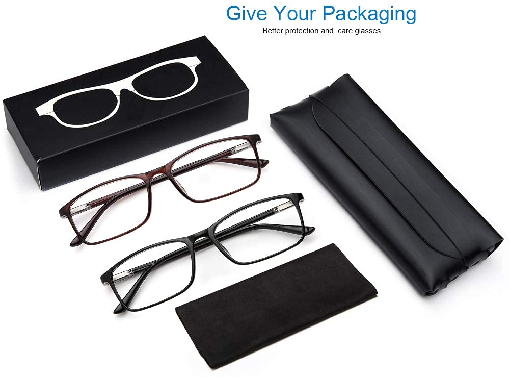 YTDBNS Reading Glasses for Men and Women, Blue Light Blocking Readers, Lightweight Rectangular Frame, Spring Hinge, Clear Vision, Stylish Eyeglasses,1.5