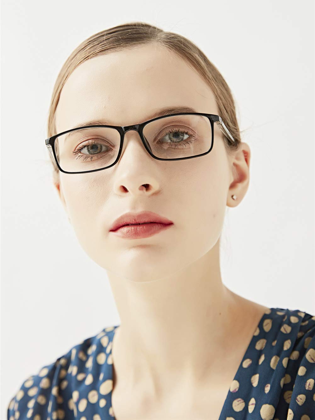 YTDBNS Reading Glasses for Men and Women, Blue Light Blocking Readers, Lightweight Rectangular Frame, Spring Hinge, Clear Vision, Stylish Eyeglasses,1.5