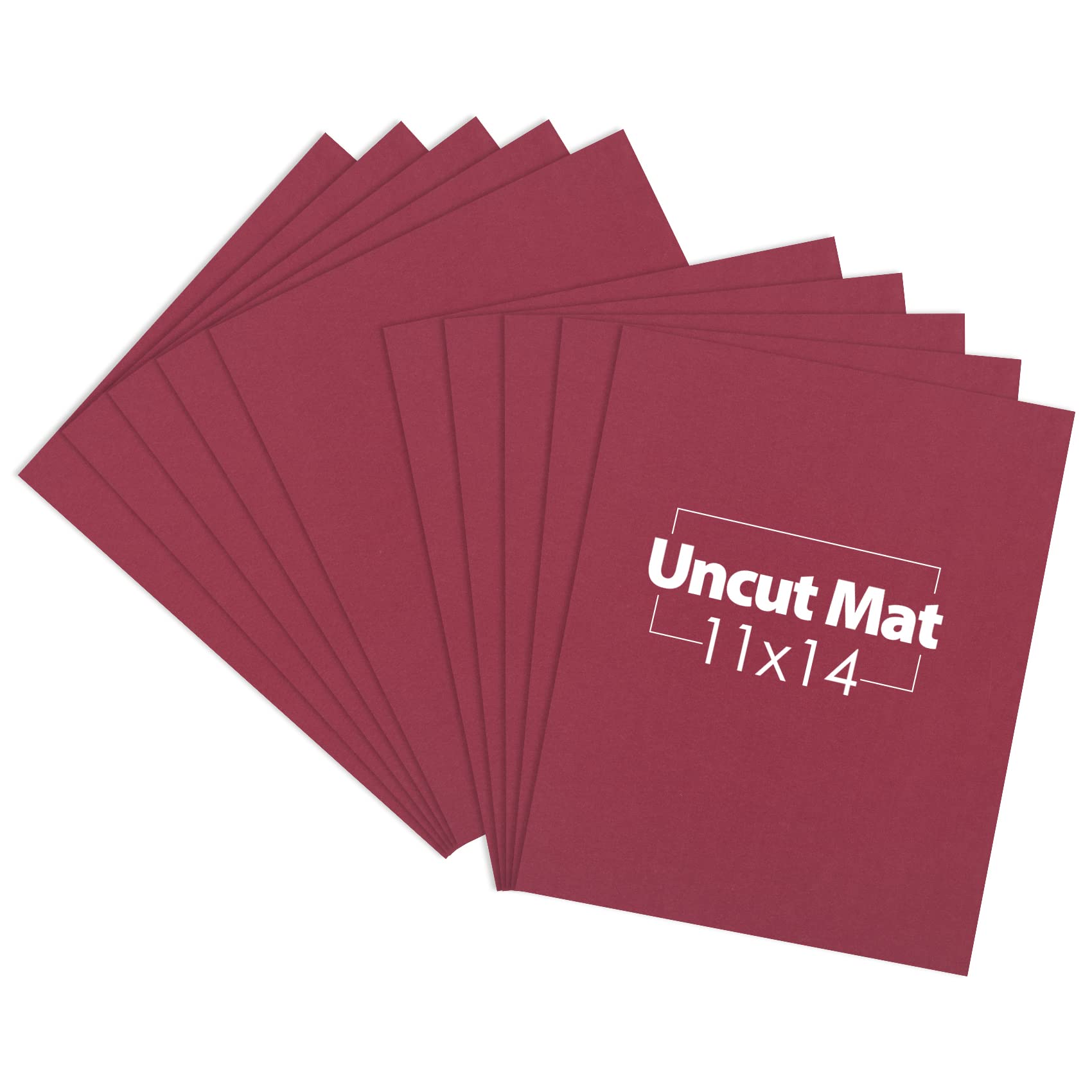 Mat Board Center, 11x14 Red Color Uncut Photo Mat Boards, 4-Ply Thick Matboards for Frames, Prints, Photos (10 Pack)