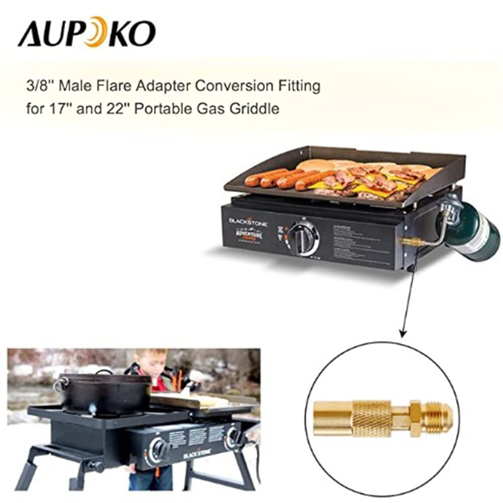 Aupoko 3/8 Propane Elbow Adapter Fitting, Fits for 17 Inch and 22 Inch Black Stone Tabletop Grill or Portable Gas Griddle Connect RV Trailer Extension Hose