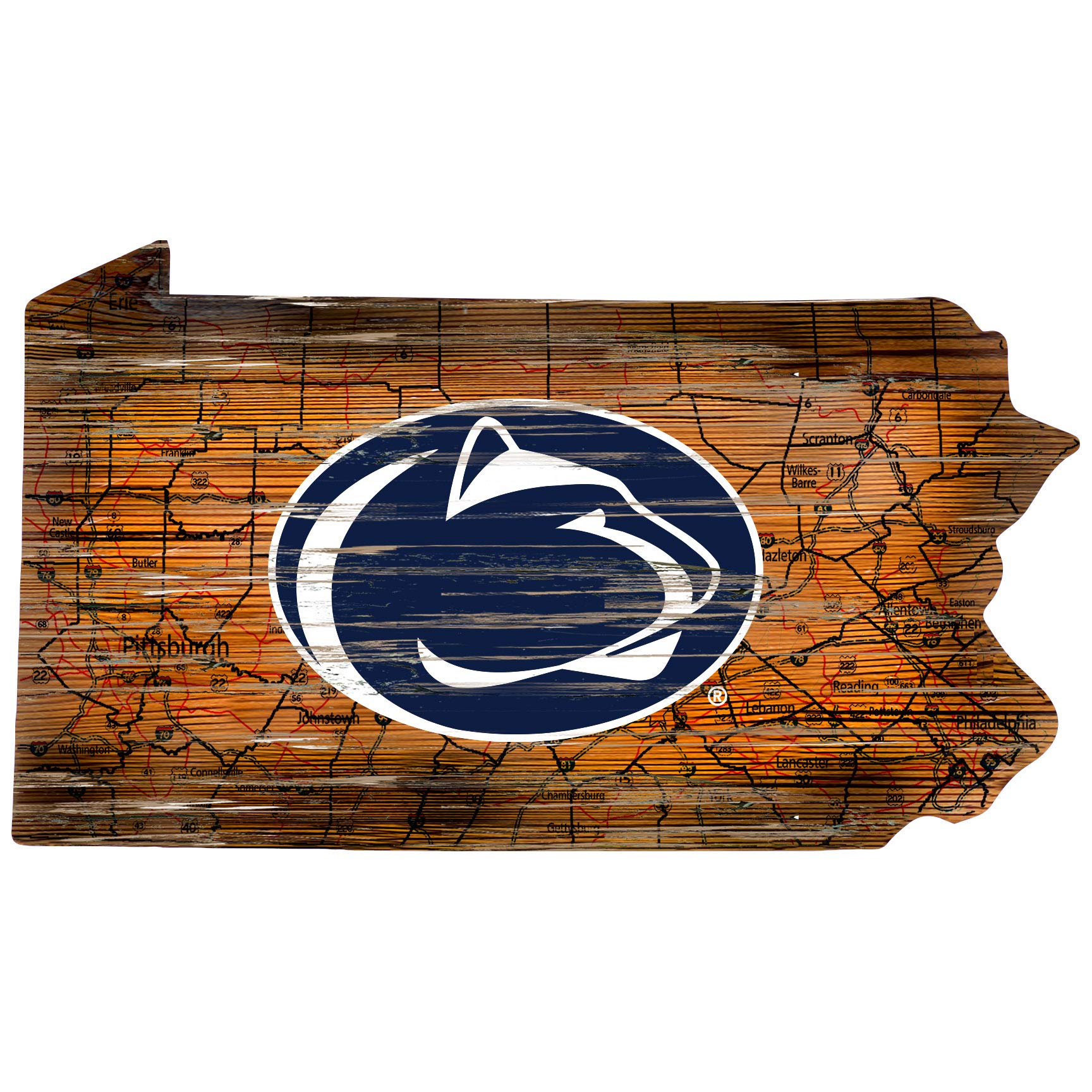 Fan Creations NCAA Penn State Nittany Lions Unisex Penn State University Mini Roadmap State Sign, Team Color, 12 inch