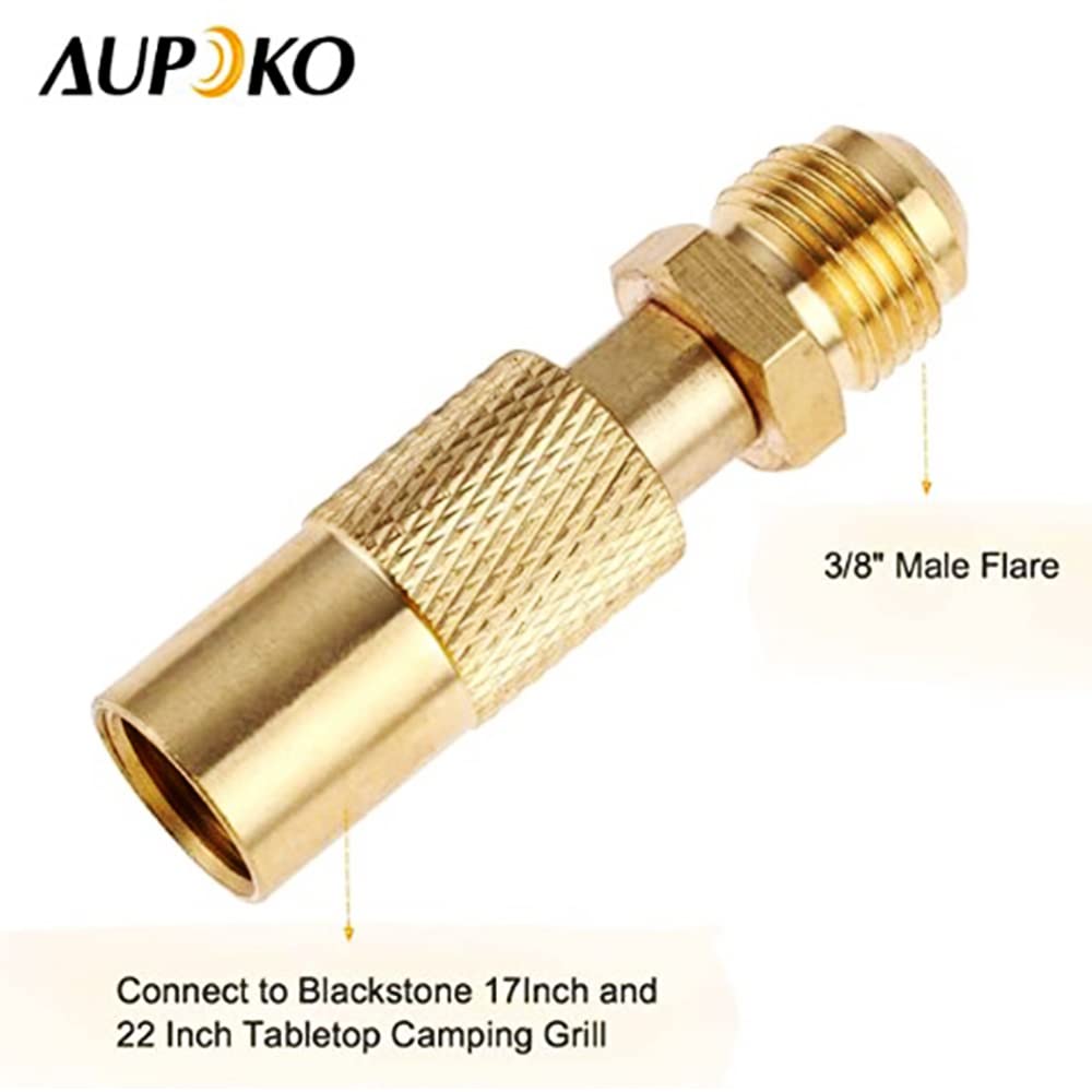 Aupoko 3/8 Propane Elbow Adapter Fitting, Fits for 17 Inch and 22 Inch Black Stone Tabletop Grill or Portable Gas Griddle Connect RV Trailer Extension Hose