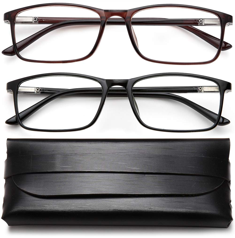 YTDBNS Reading Glasses for Men and Women, Blue Light Blocking Readers, Lightweight Rectangular Frame, Spring Hinge, Clear Vision, Stylish Eyeglasses,1.5