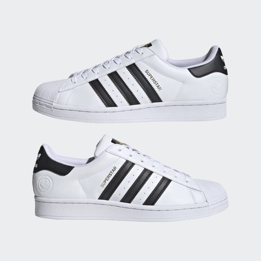 adidas Originals Men's Superstar Discontinued Sneaker, White/Black/Green (Vegan), 10