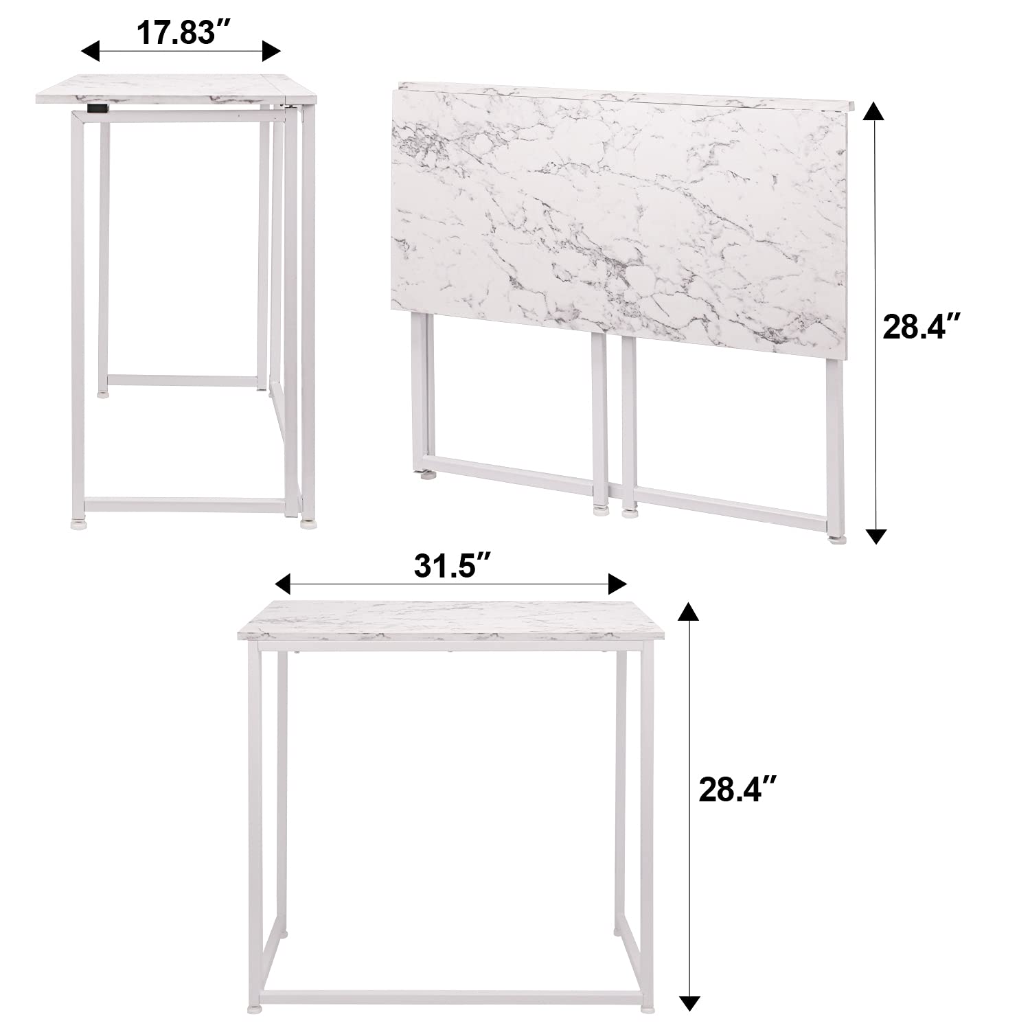 Leopard Outdoor Products Folding Computer Desk for Small Spaces, Space-Saving Home Office Desk, Foldable Computer Table, Laptop Table, Writing Desk, Compact Study Reading Table (Marble White)