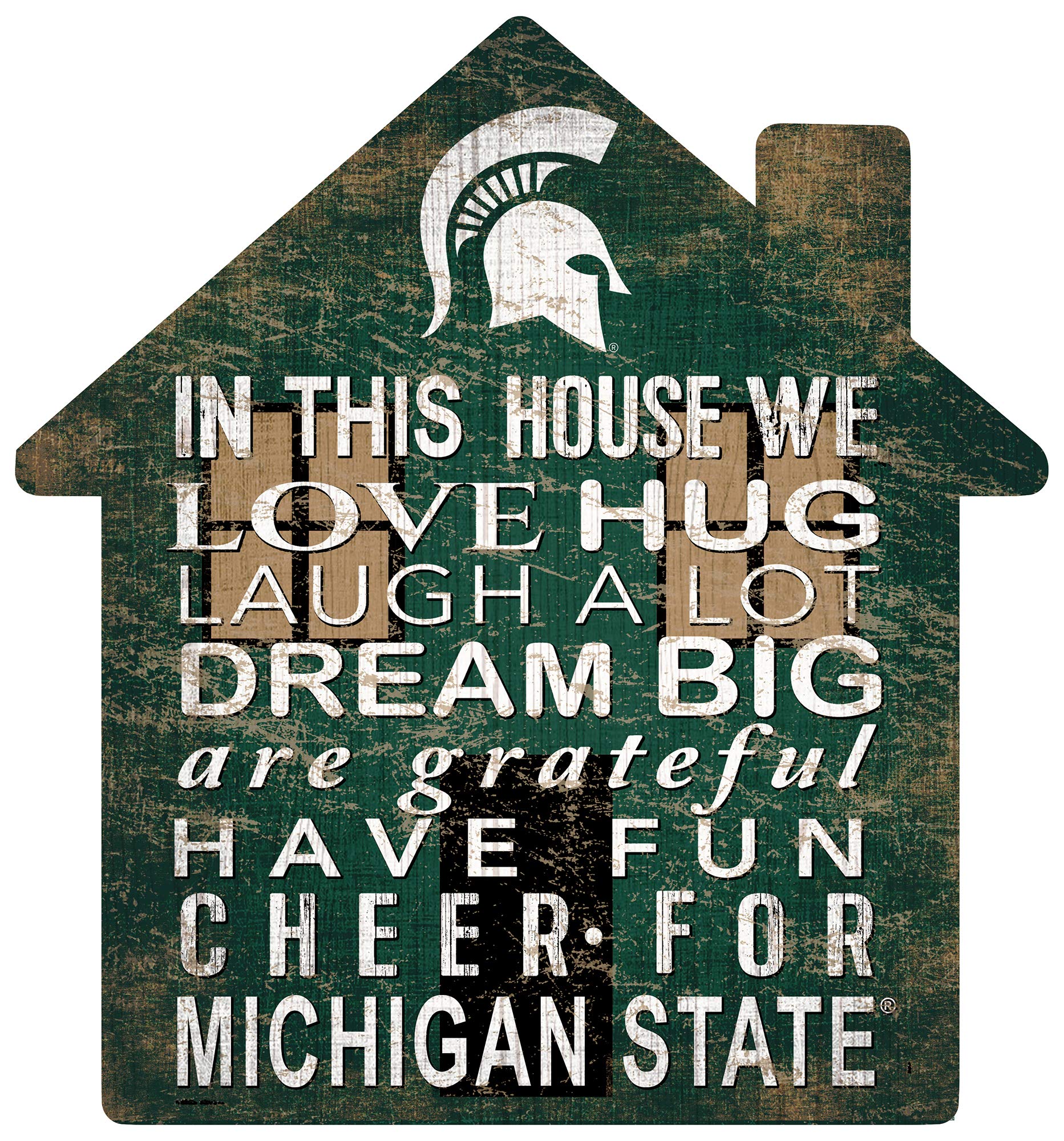 NCAA Michigan State Spartans Unisex Michigan State House Sign, Team Color, 12 inch