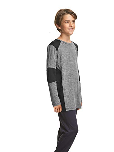 C9 Champion Boys' Color Blocked Long Sleeve T-Shirt, Ebony Heather, L