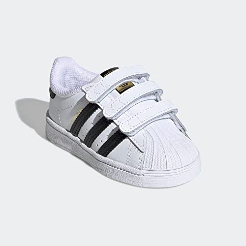 adidas Originals unisex child Superstar Cloudfoam Sneaker, White/Black/White, 7 Toddler US