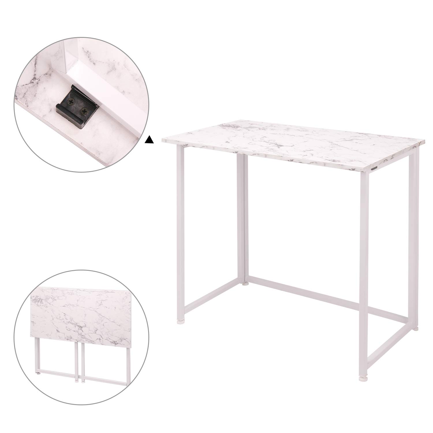 Leopard Outdoor Products Folding Computer Desk for Small Spaces, Space-Saving Home Office Desk, Foldable Computer Table, Laptop Table, Writing Desk, Compact Study Reading Table (Marble White)