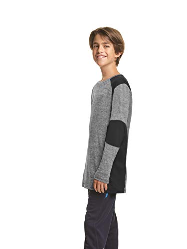 C9 Champion Boys' Color Blocked Long Sleeve T-Shirt, Ebony Heather, L