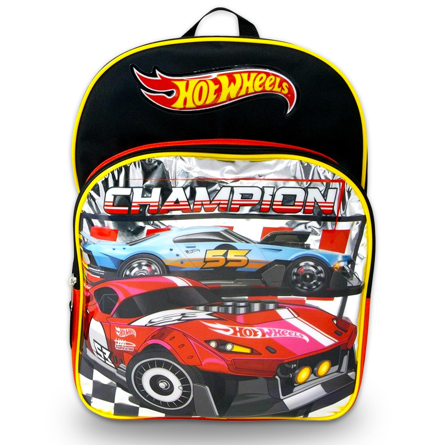 Hot Wheels Backpack with Lunchbox Set for Boys Kids ~ 2 Pc Bundle with Deluxe 16" Hot Wheels Racecar Backpack and Insulated Lunch Bag with Stickers, Tattoos, and More (Hot Wheels School Supplies)