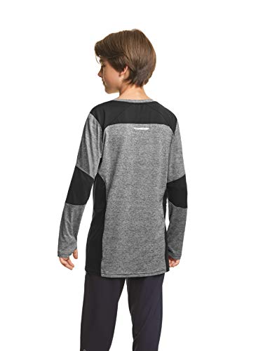 C9 Champion Boys' Color Blocked Long Sleeve T-Shirt, Ebony Heather, L