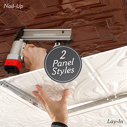 Great Lakes Tin Hamilton Copper 2ft x 2ft Lay in Ceiling Tiles - Perfect for DIY and Home Renovation Projects - Easy to Install (5 Pack)