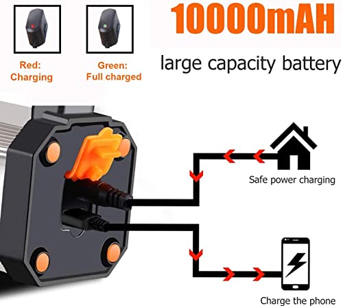 Rechargeable Spotlight Flashlight, 10000 Lumen LED Handheld Spotlight 10000mAh Long Lasting Spot Light Torchlight Searchlight Flood Fishing Hiking Camping Hunting Flashlight USB Output with Tripod