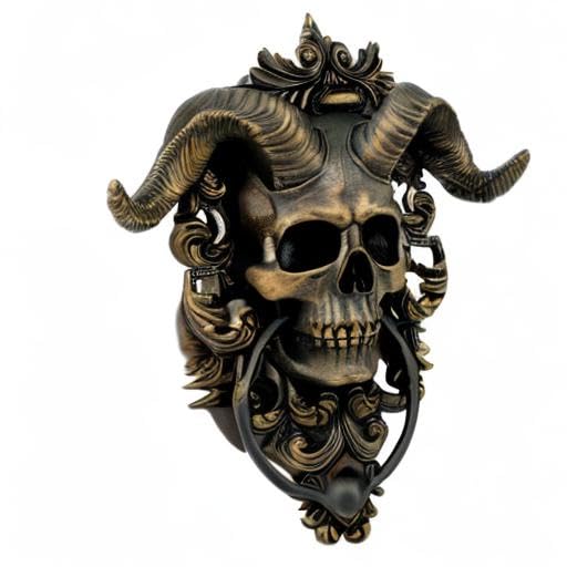 Nemesis Now Diabolus Horned Skull Door Knocker, Gold, 25cm