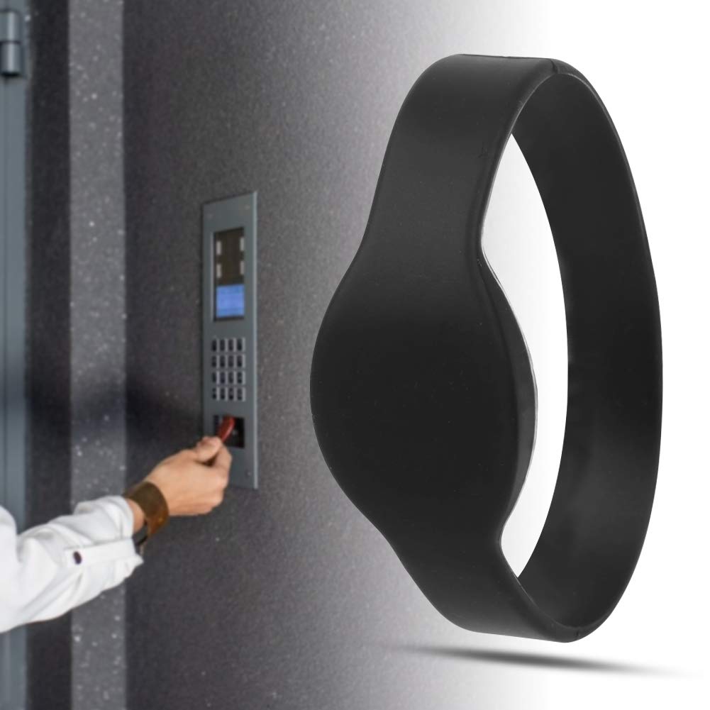 RFID Card Reader, Contactless RFID Proximity Smart Card, RFID Wristband Silicone Bracelet Waterproof IC Card for Swimming Pool Sauna Room (10pcs)(Black)