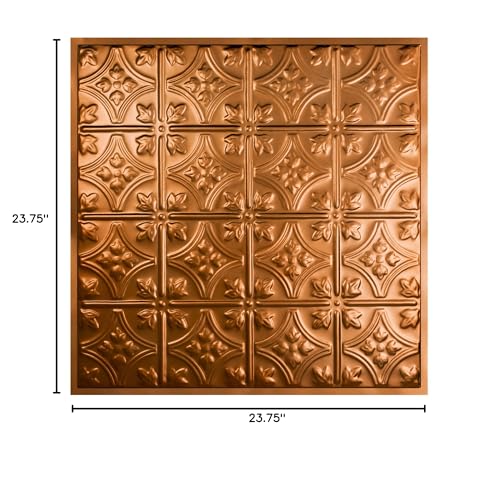 Great Lakes Tin Hamilton Copper 2ft x 2ft Lay in Ceiling Tiles - Perfect for DIY and Home Renovation Projects - Easy to Install (5 Pack)