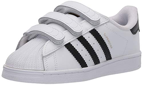 adidas Originals unisex child Superstar Cloudfoam Sneaker, White/Black/White, 7 Toddler US