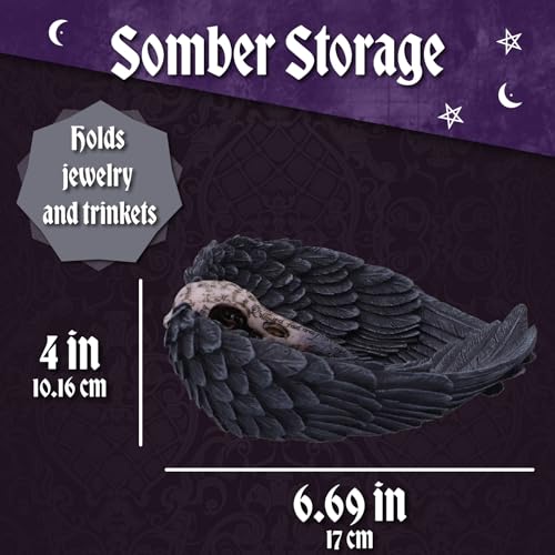 Nemesis Now Edgar Allan Poe's Nevermore Raven Skull Trinket Holder, Gothic Jewelry Dish, Hand-Painted Resin, 17cm