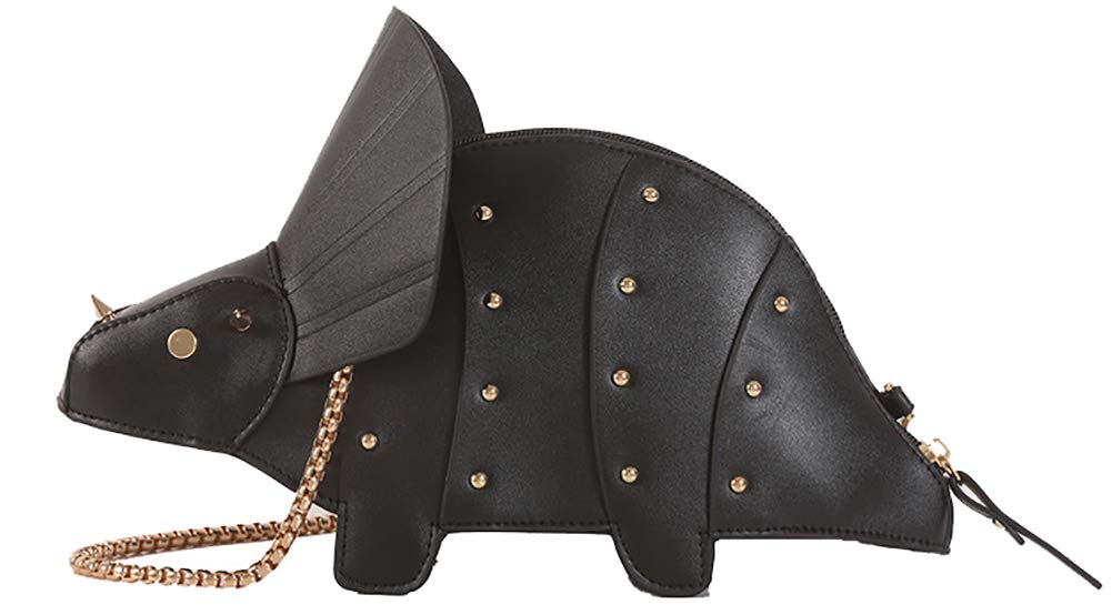 QZUnique Dinosaur Shoulder Bag for Women 3D Animal Novelty Purse Zipper Crossbody Handbag Clutch Messenger Bag for Girl