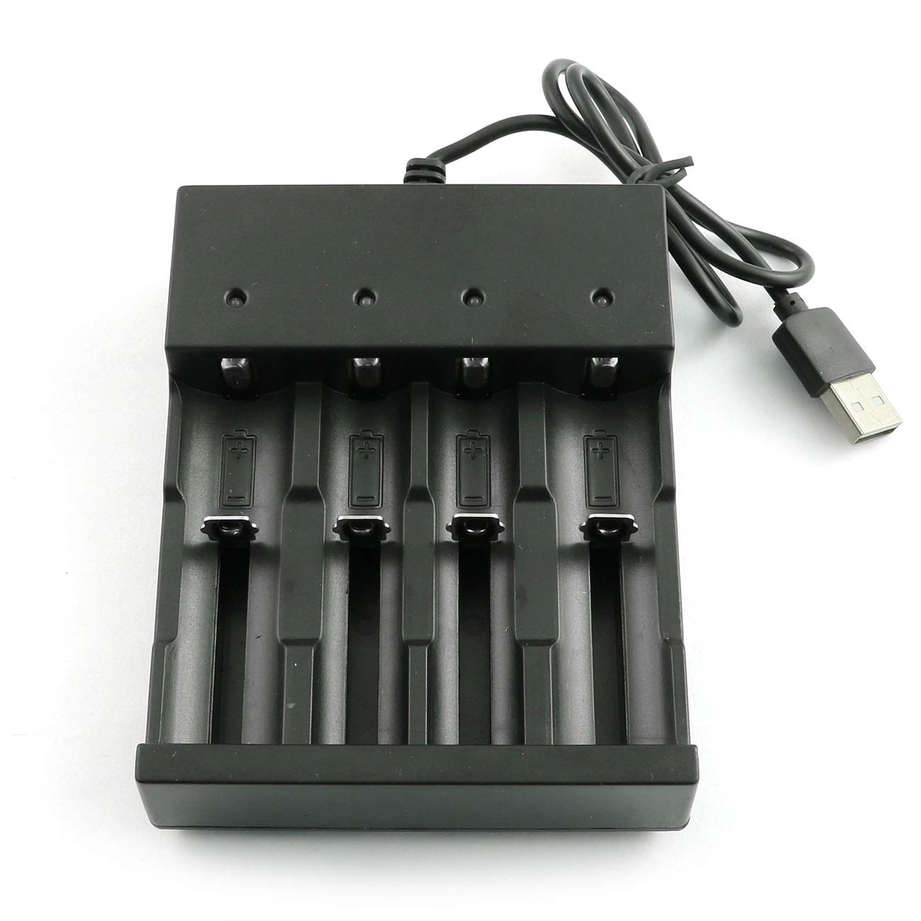 ZYAMY USB Smart Battery Charger 4-Slot 5V for Rechargeable Batteries 3.7V Li-ion 10440, 14500, 16340, 16650, 14650, 13350, 18500, 18650, 26650
