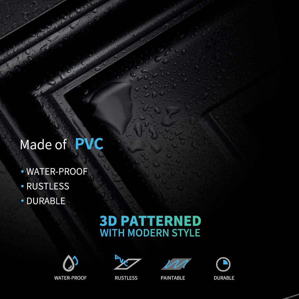 Art3d 24" x 24" (Pack Of 12) Wall Panel Modern, Black