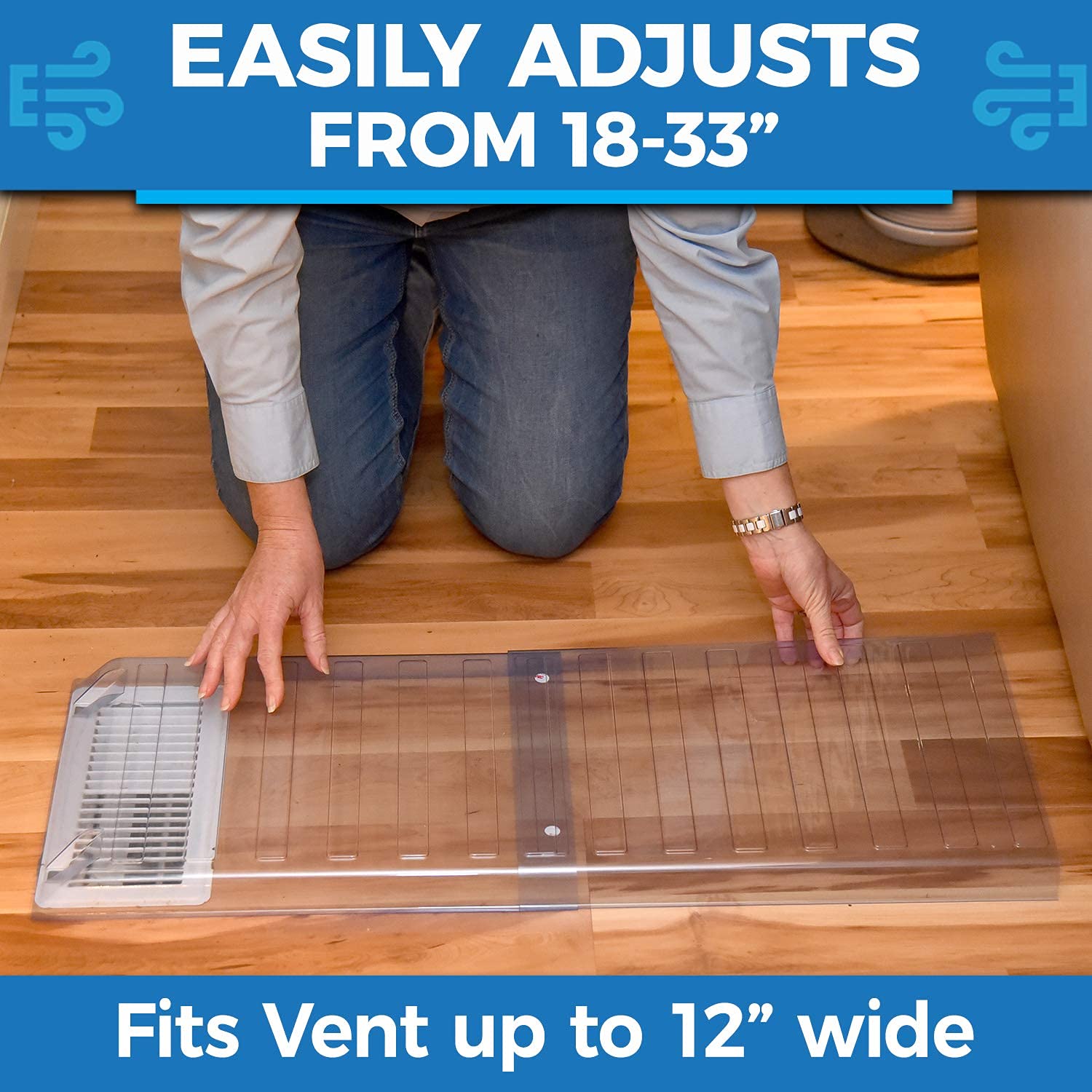 Eureka Air Under Furniture Magnetic Vent Extender, 1.0mm Thick Premium Material, Fits Floor Registers 10" and 12" Wide, Adjusts from 17" to 33" Long